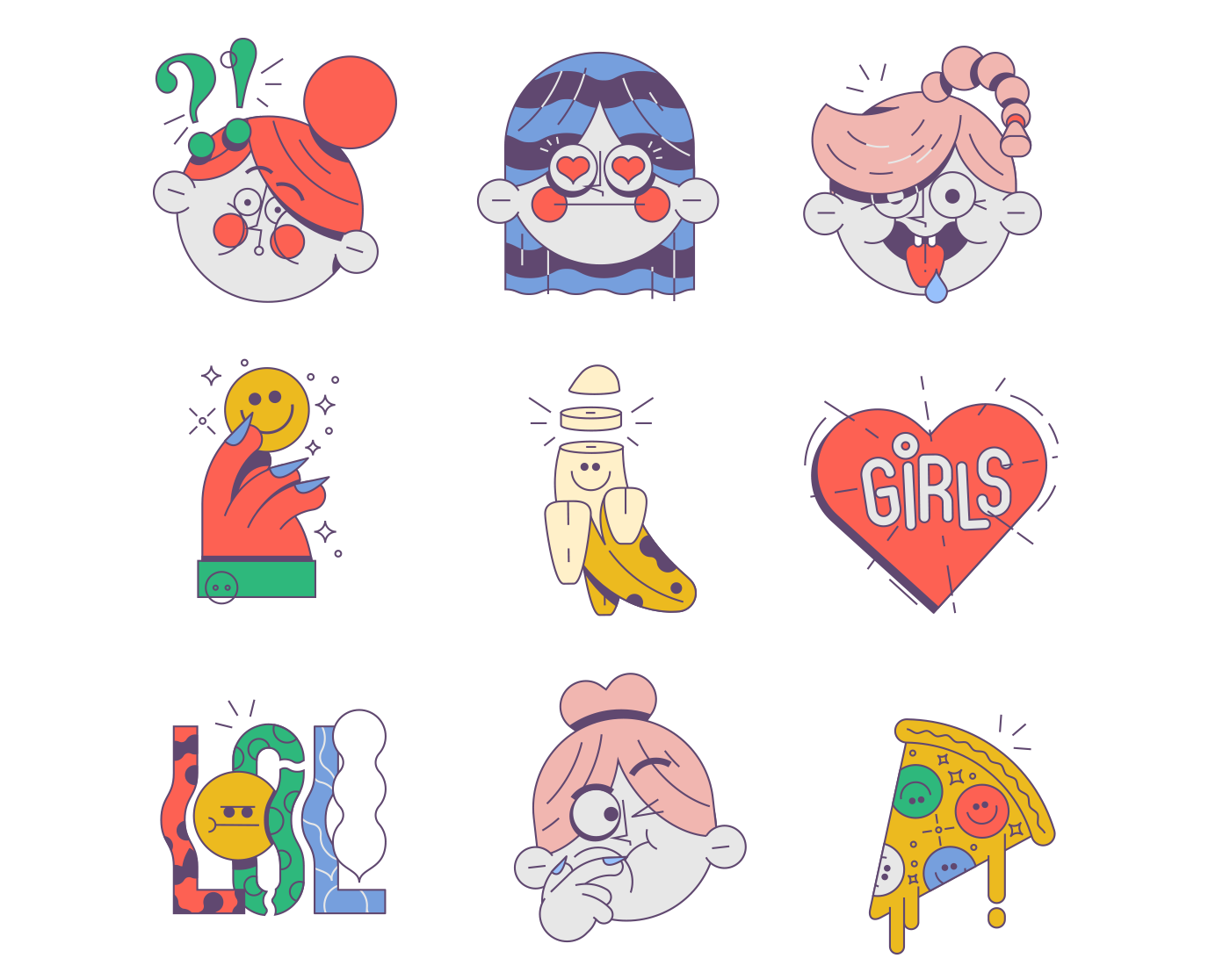 GO GIRL! - sticker pack for Sticker.place - justyna stasik illustration