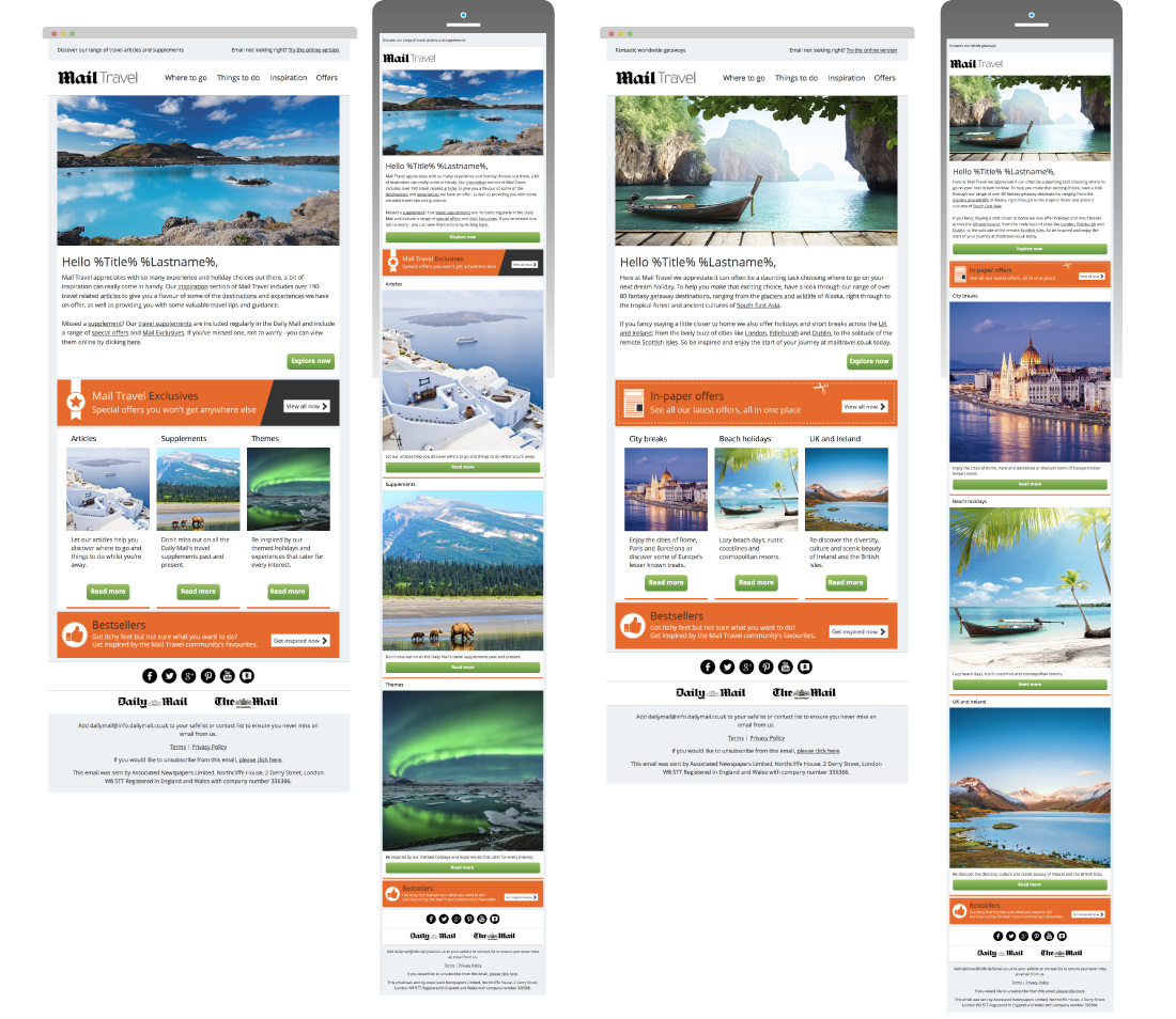 Mail Travel responsive email campaign - Design and Tea - Julieta Molina ...