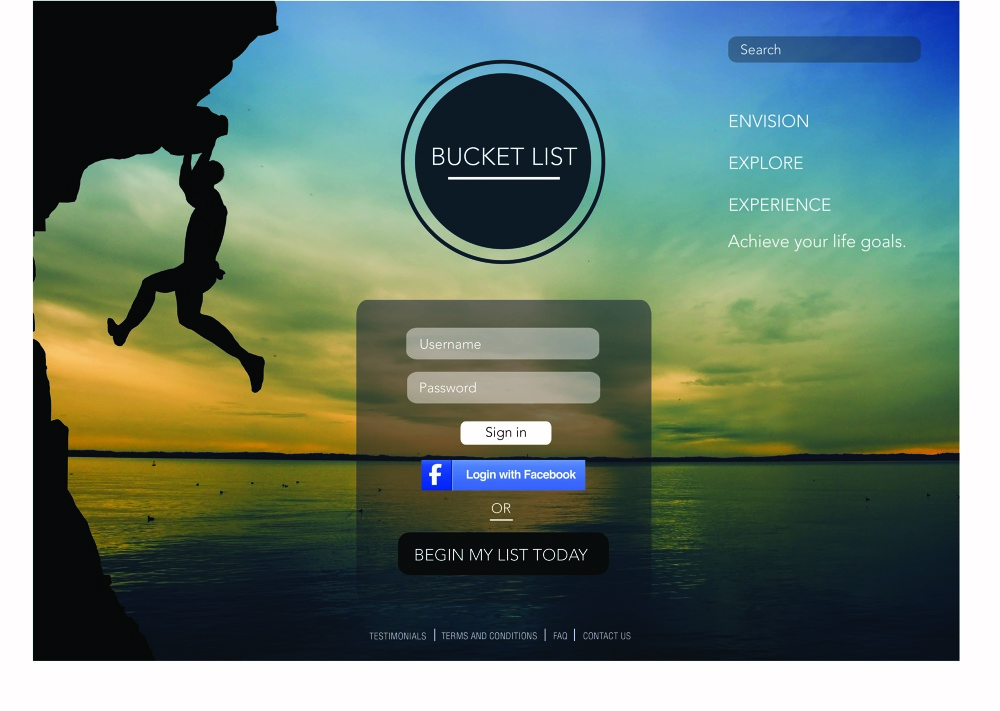 Bucket List Website Design - Maggie Heck