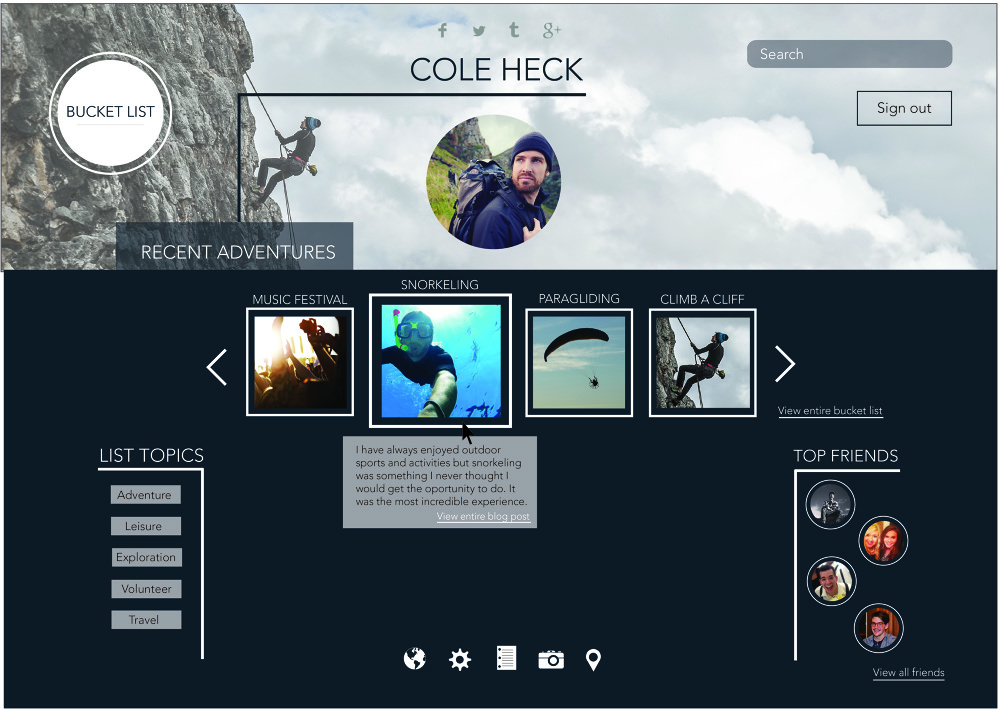 Bucket List Website Design - Maggie Heck