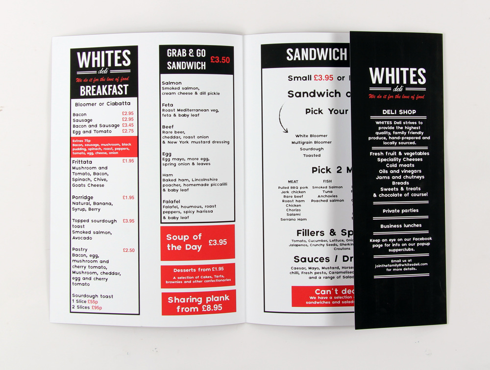 Whites Deli Menu - swilkinsdesign