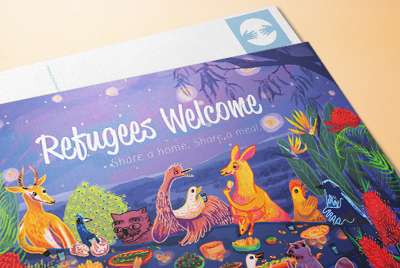 Refugees Welcome Postcard - Aimy Nguyen