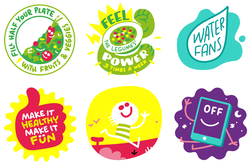 Healthy badges - Iván Bravo Studio | Illustration & Graphic Design