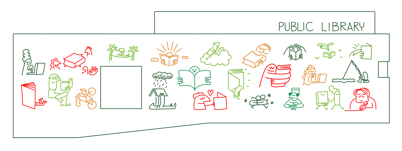 Public library mural - Iván Bravo Studio | Illustration & Graphic Design