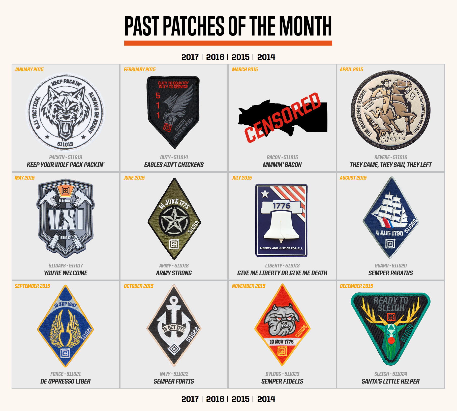 5.11 Tactical POTM (Patch of the Month program) physical patches ...