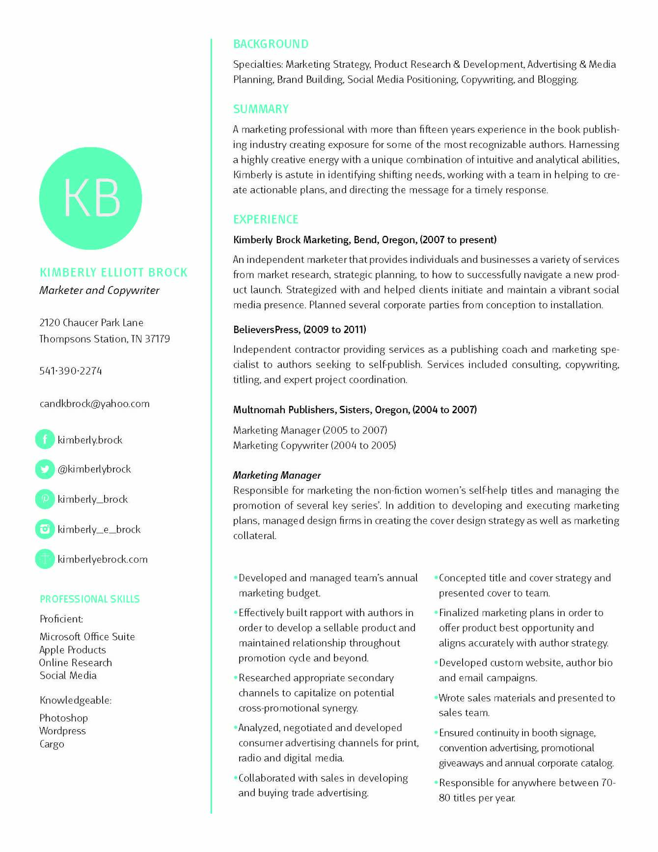 Resumé - Kimberly E. Brock