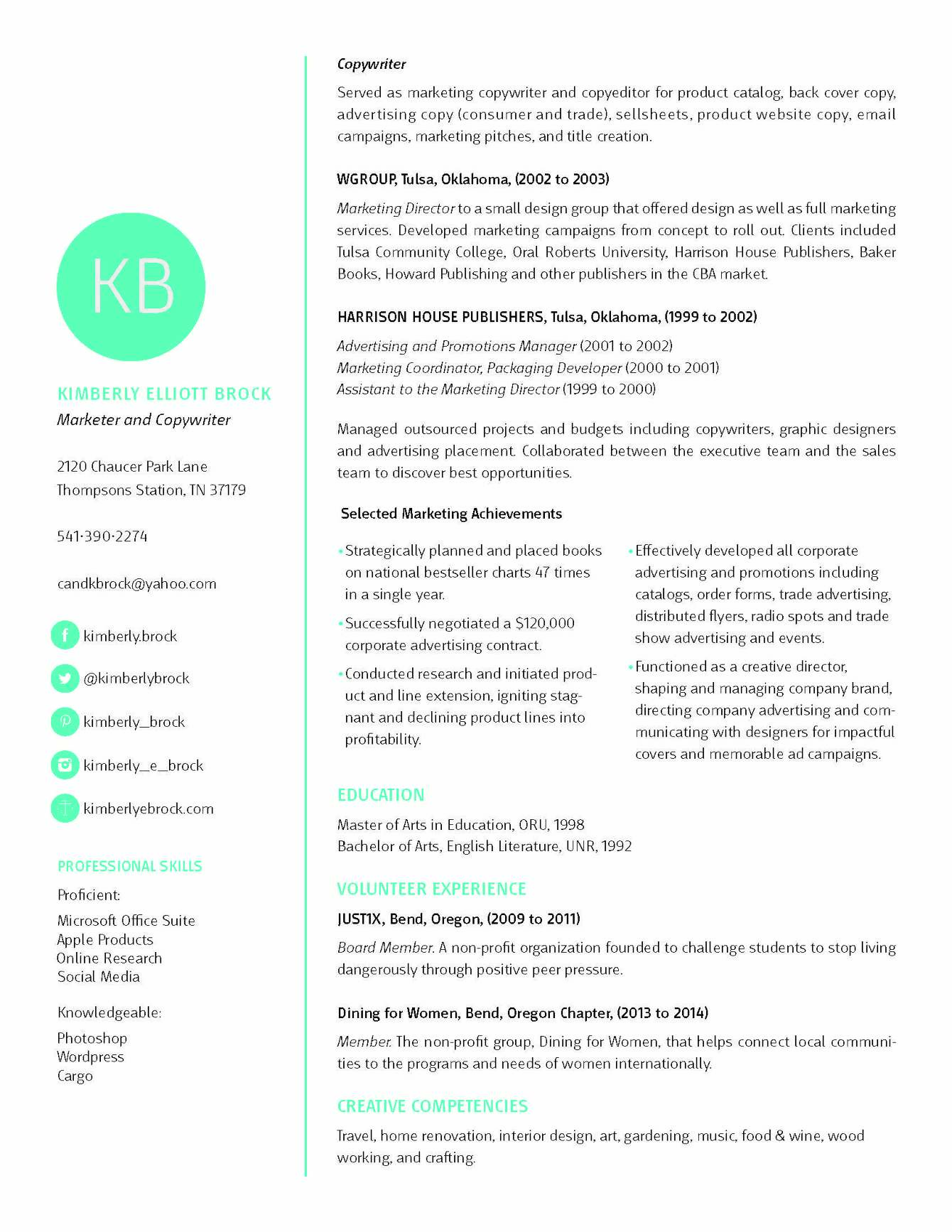 Resumé - Kimberly E. Brock