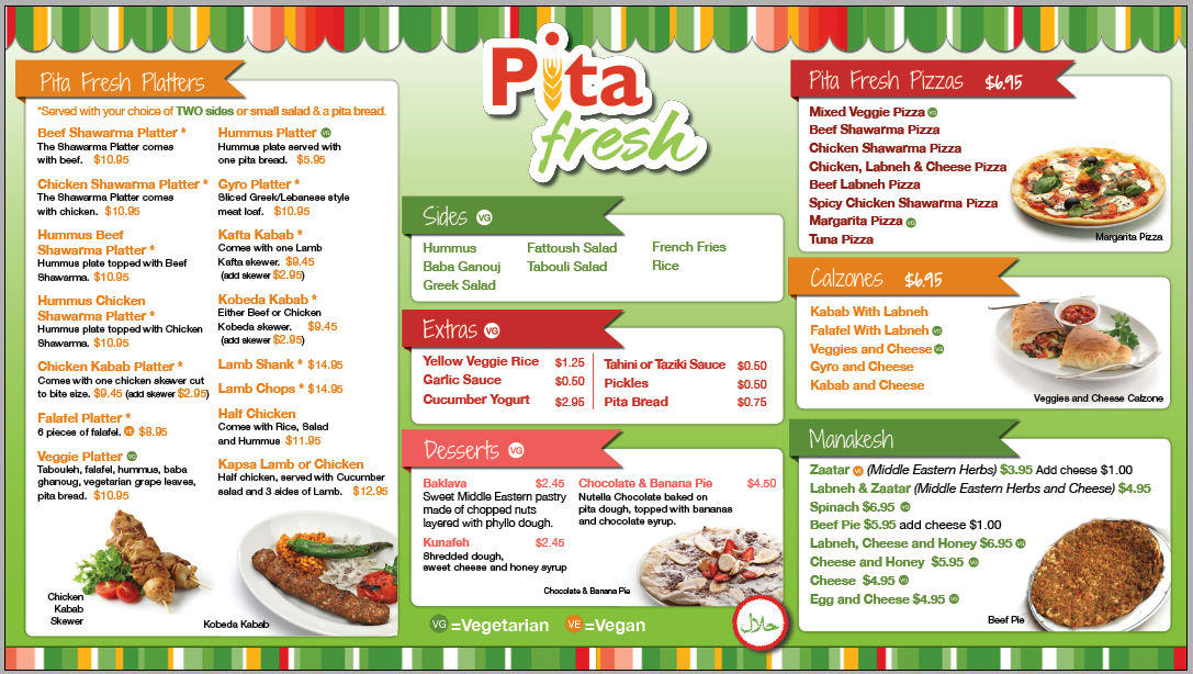 Digital Menu Designs: Pita Fresh - Nusheen Jafari