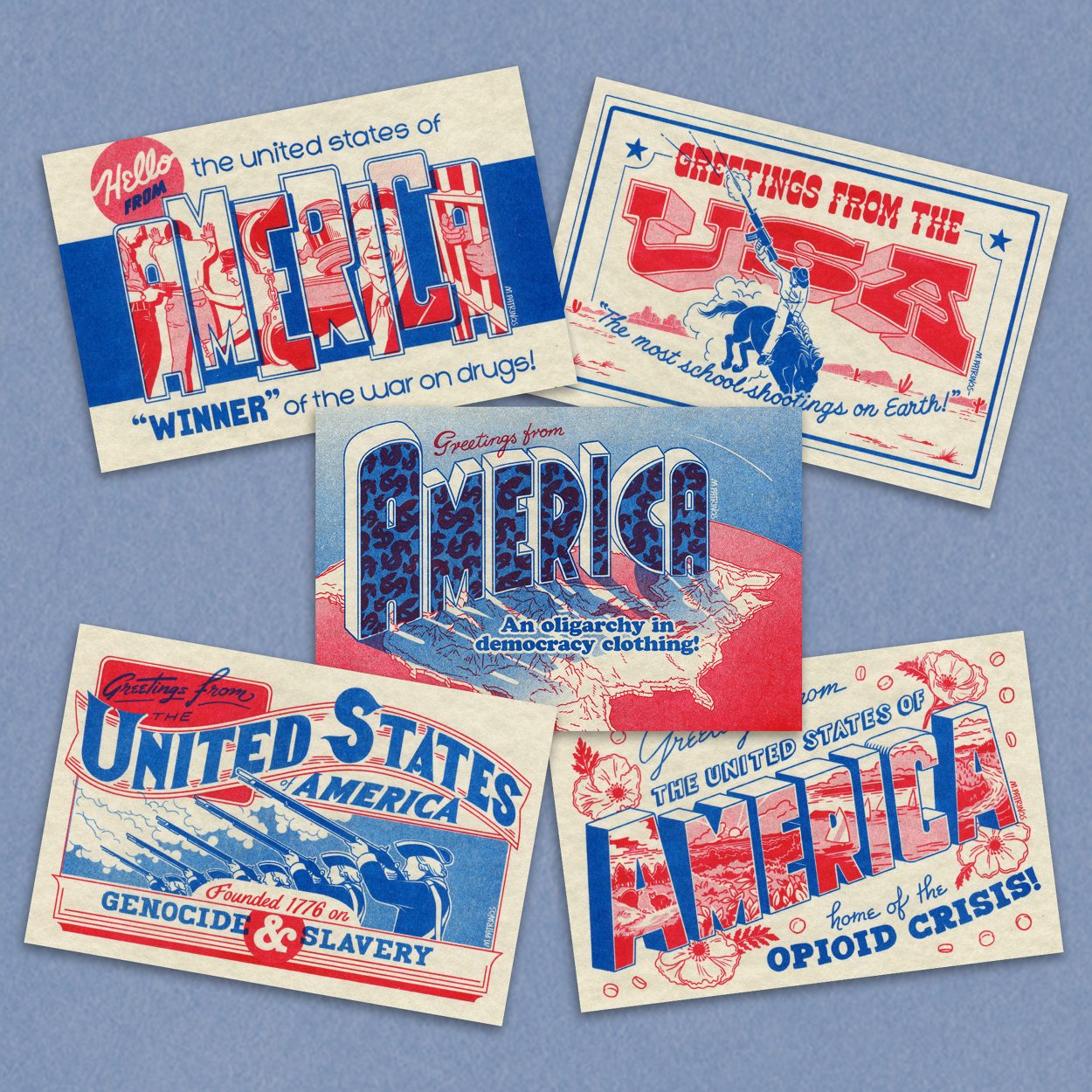 "Greetings From America" Postcards - Maritsa Patrinos | Illustration