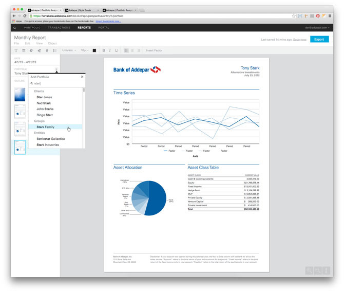ADDEPAR PRODUCT - Craig Gephart : Design + Technology
