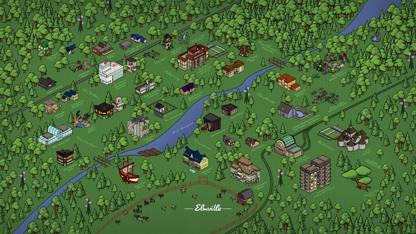 Elmville Map - Mark Ledgerwood, Art & Illustration