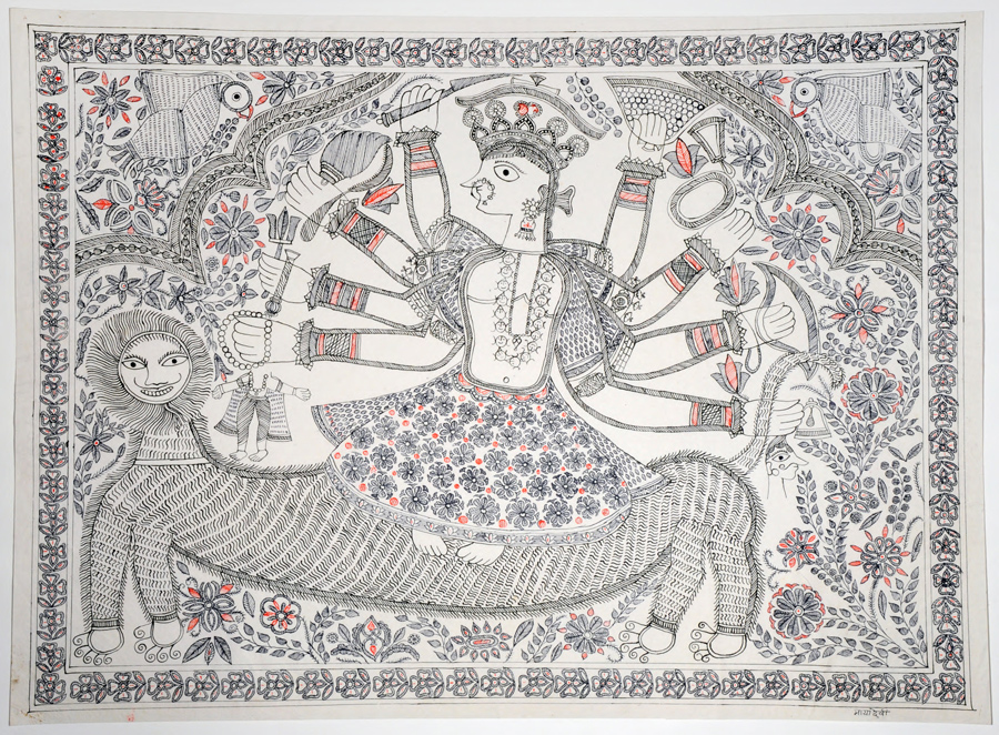 A Woman Burning in the Distance: Contemporary Mithila Art - 50 Watts