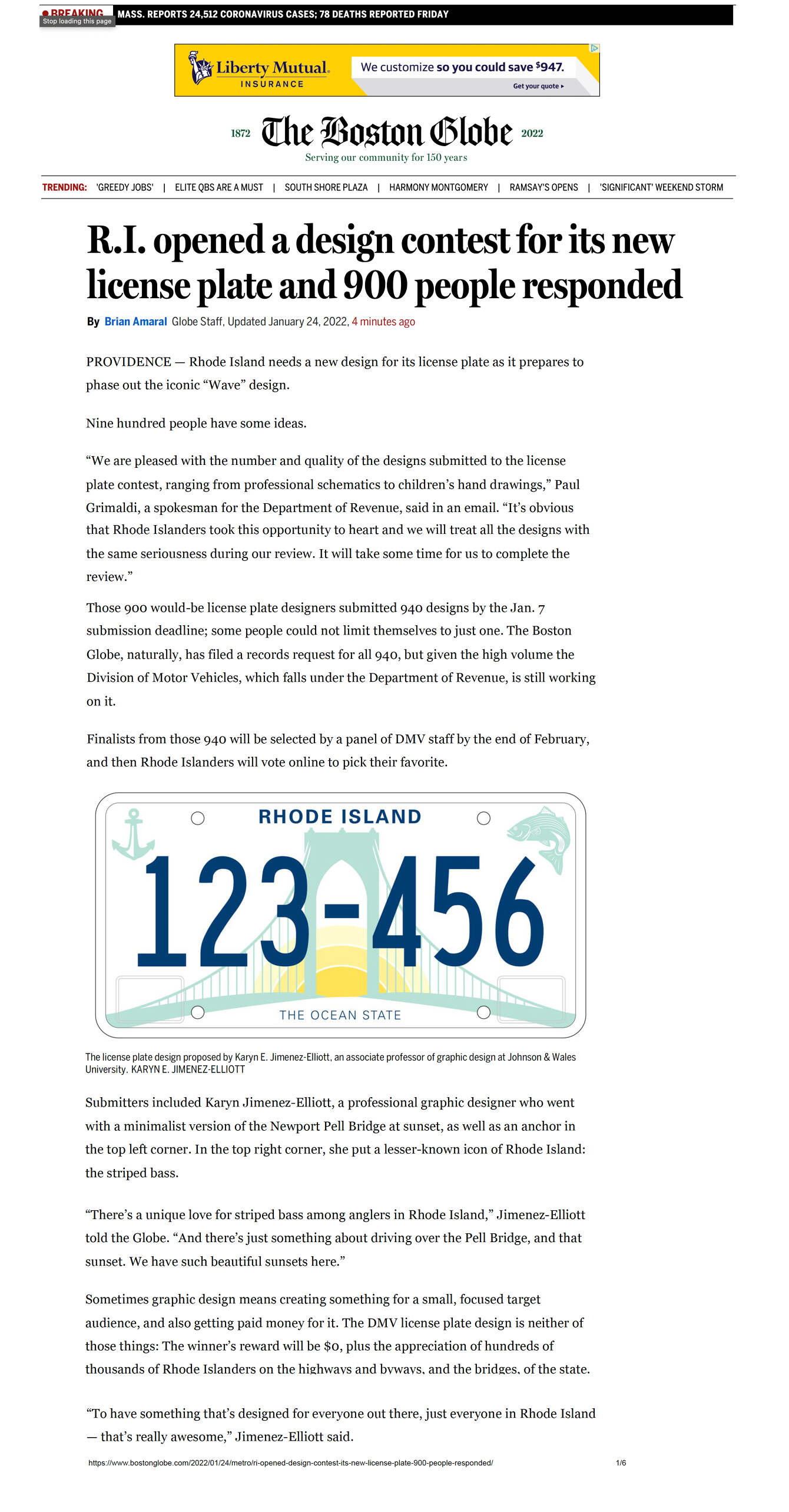 Rhode Island License Plate Design - karyn jimenez elliott