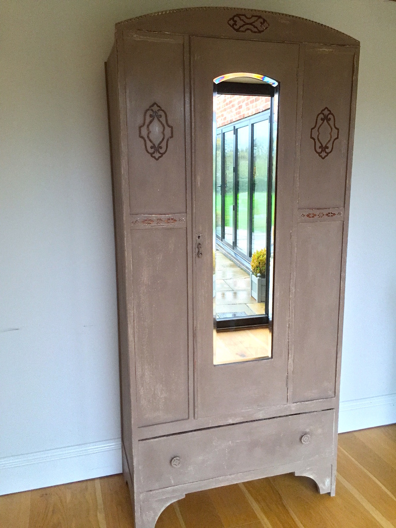 UPCYCLED HAND PAINTED SHABBY CHIC MAHOGANY WARDROBE WITH FULL LENTH ...