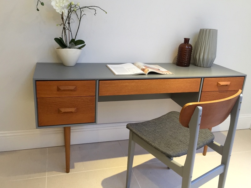Upcycled Mid Century Stag Teak Dressing table/Desk - ThatWasThen