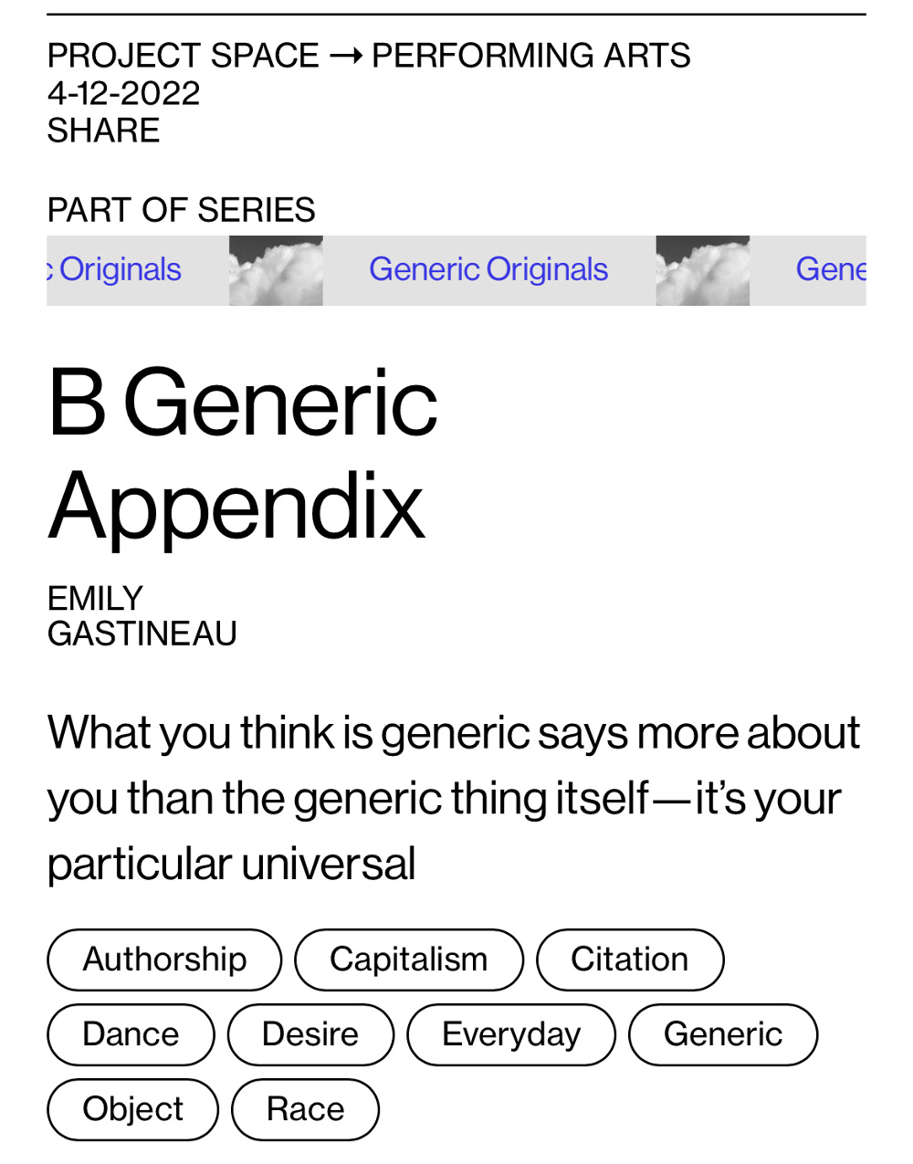 "B Generic Appendix" - Emily Gastineau