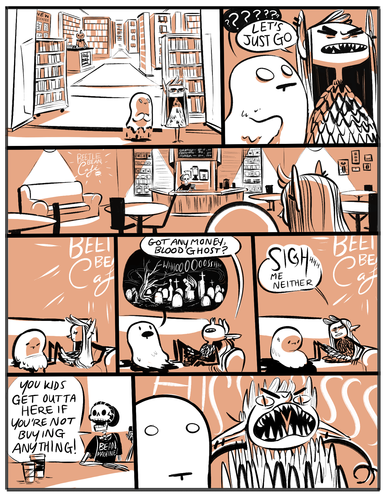 Original Comic: Goblin Witch and Blood Ghost Hang at the Mall - Aliza Layne
