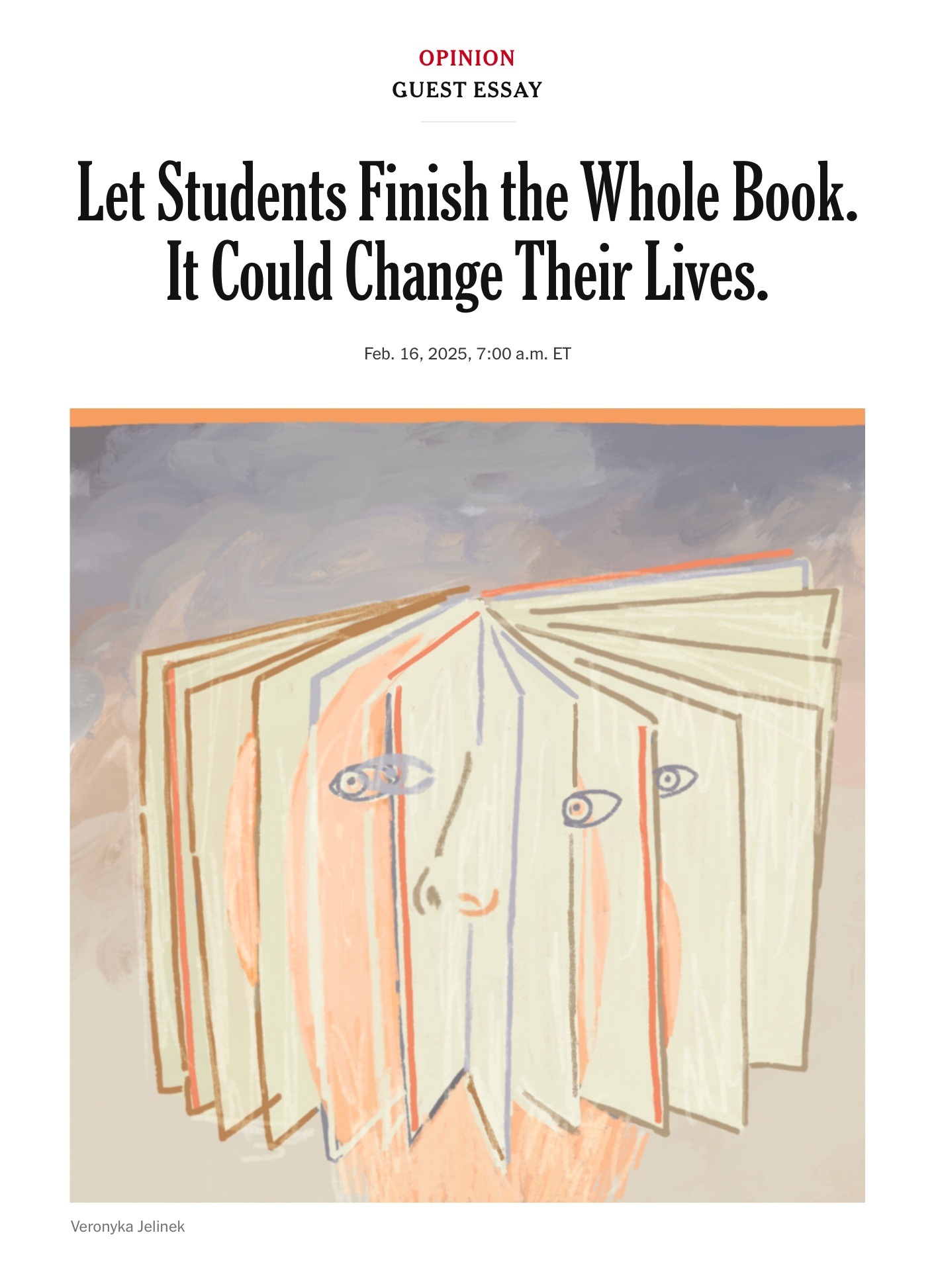 NEW YORK TIMES : READING A BOOK FROM START TO FINISH - Veronyka Jelinek ...