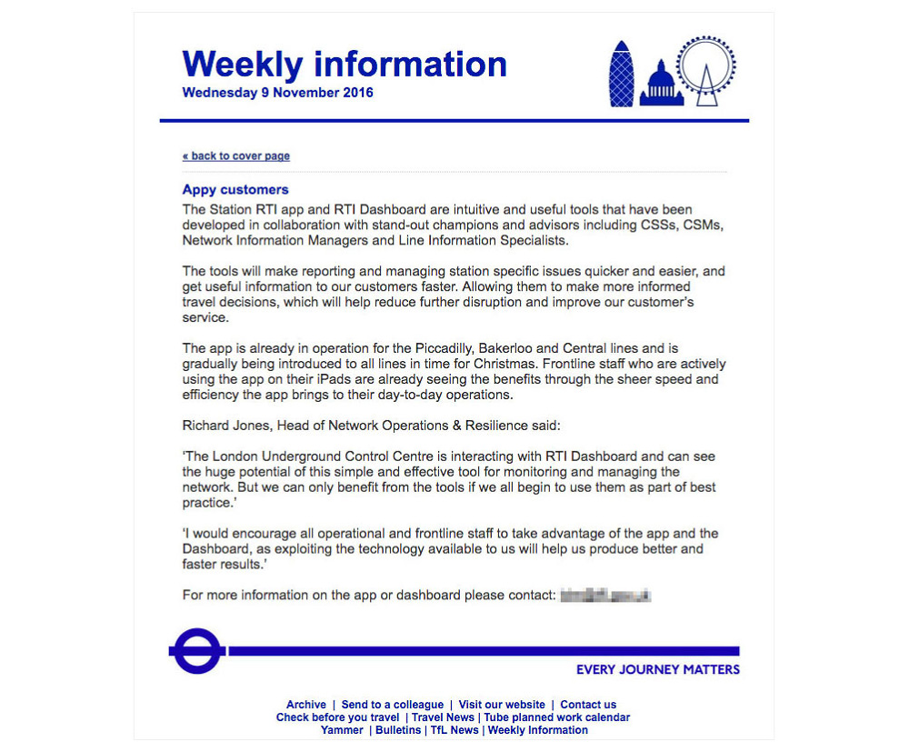 London Underground RTI dashboard (TfL) - Winnie Gomez