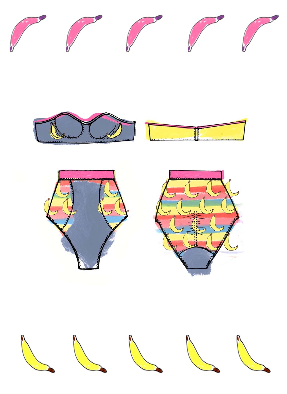 Hand Drawn Flats for Bras and Bananas - Paige Ryan