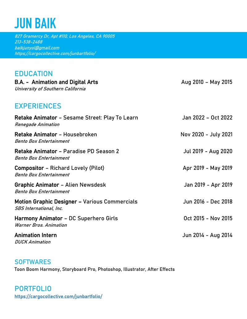 Resume - Jun Baik's Portfolio