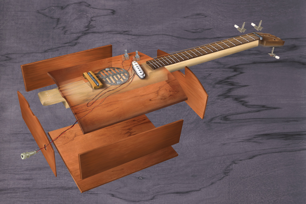 Cigar Box Guitar - Art by Yvonne Byers