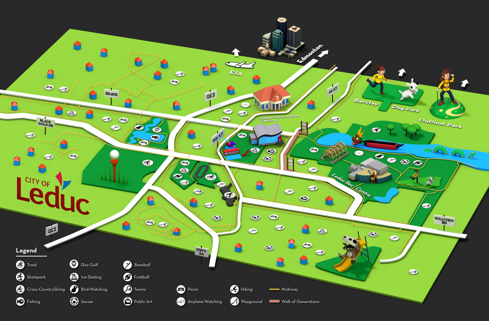 Leduc Parks and Rec Map - Sean Simpson Illustration
