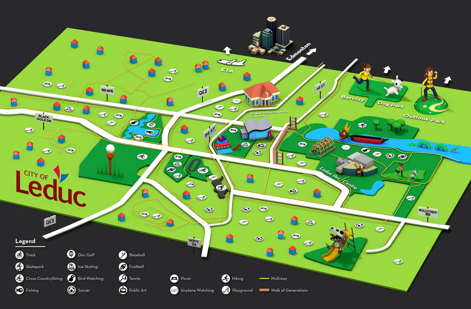 Leduc Parks and Rec Map - Sean Simpson Illustration