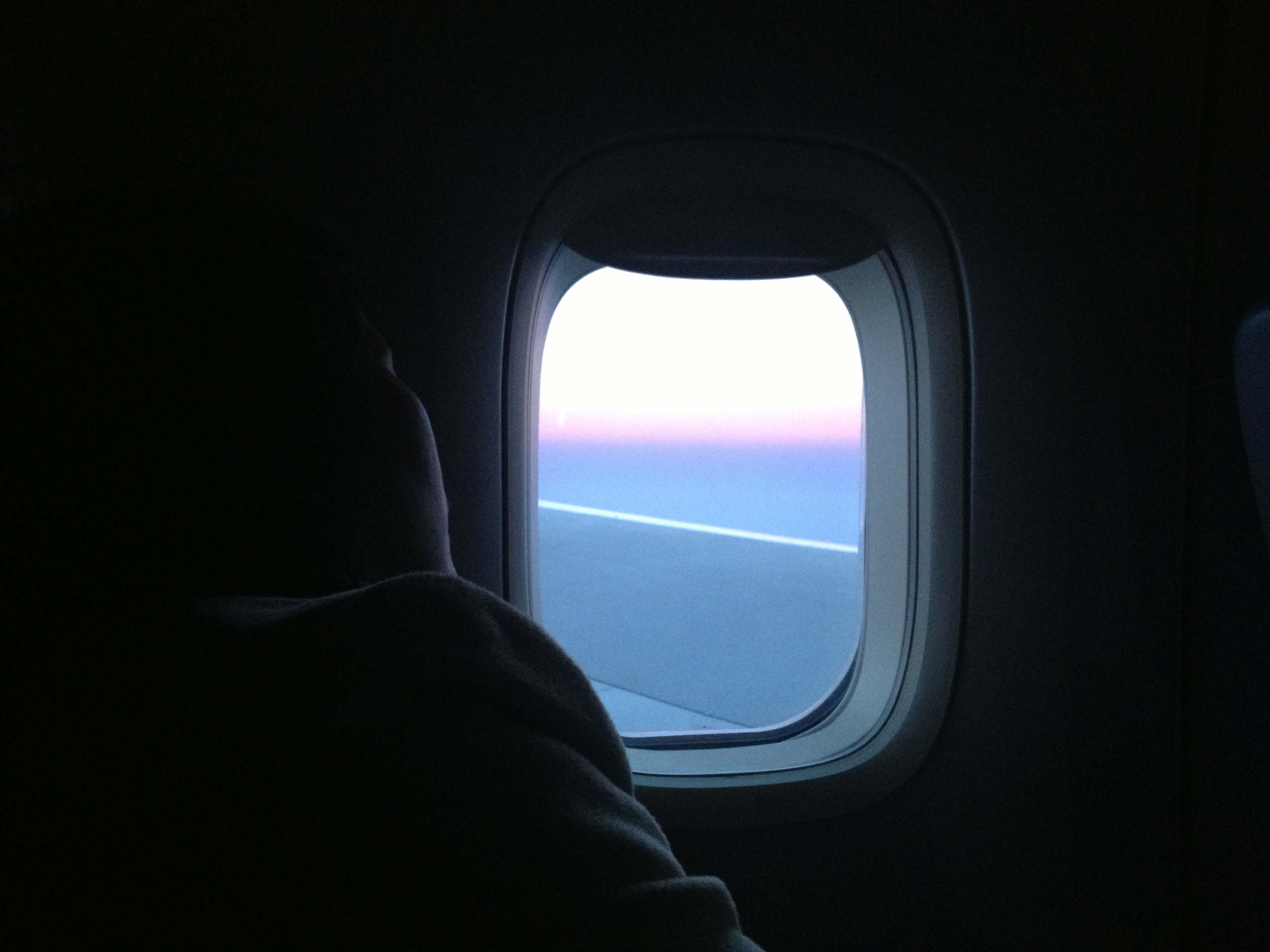 Magic Hour behind Airplane Window - Wood Blinds - KaiPing Liu