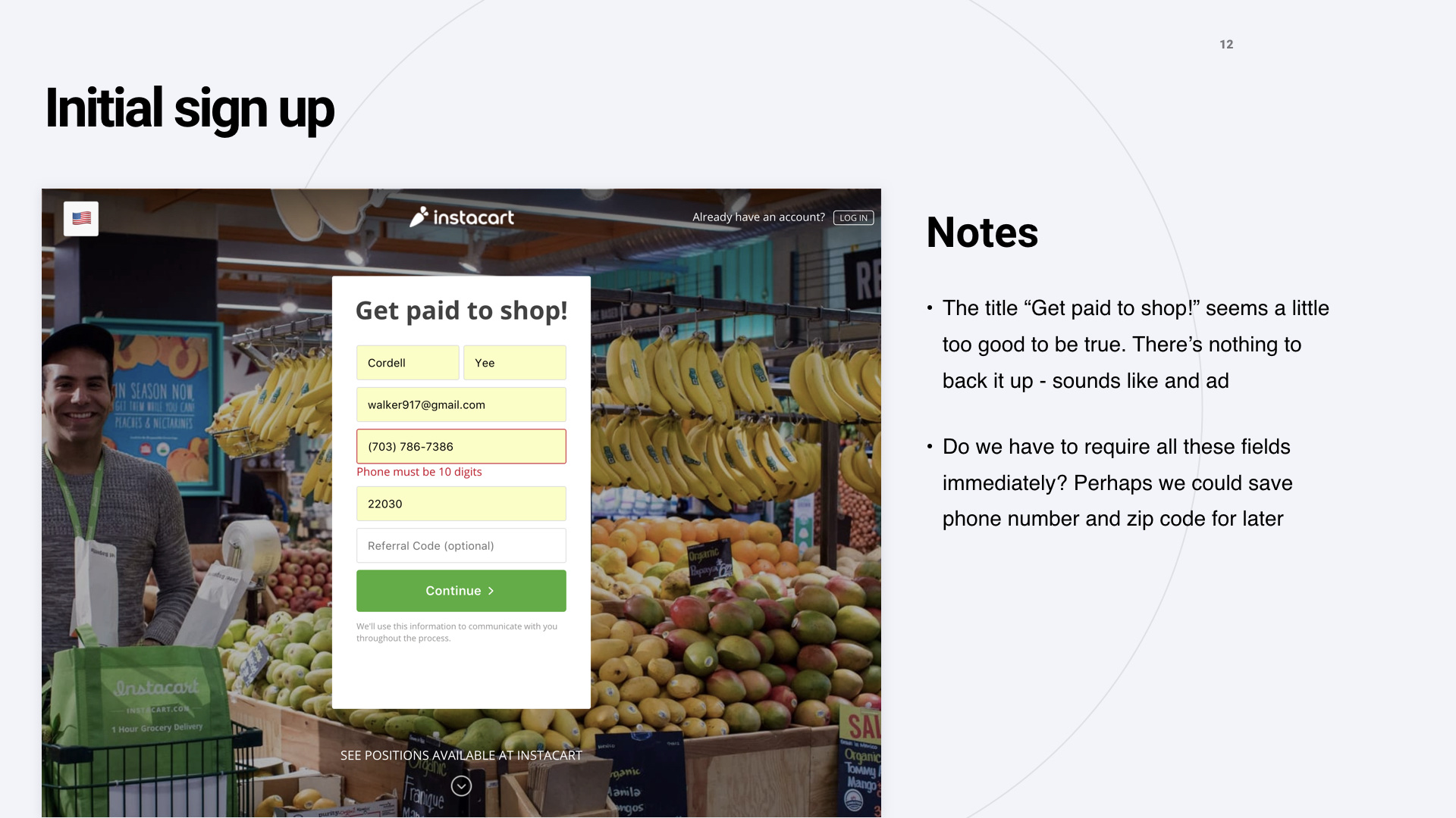 Instacart: Shopper Sign Up - Cordell Yee