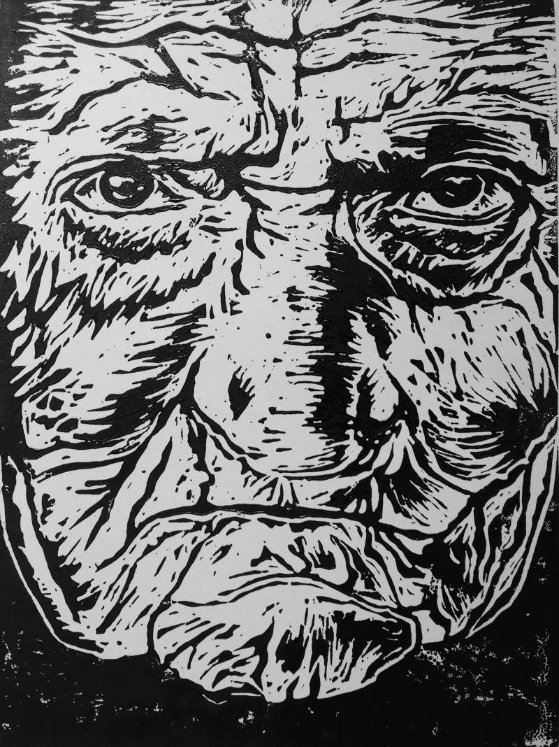 Lino Cut Portrait - Lydia Hopwood Illustration