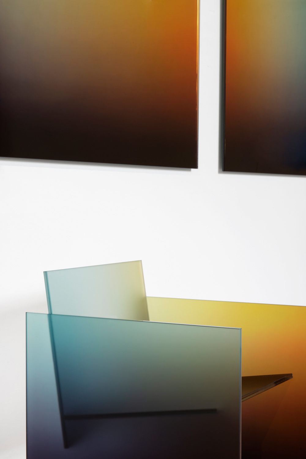 Frosted Ombré Glass Chair & Colourscape Mirrors - Germans Ermičs