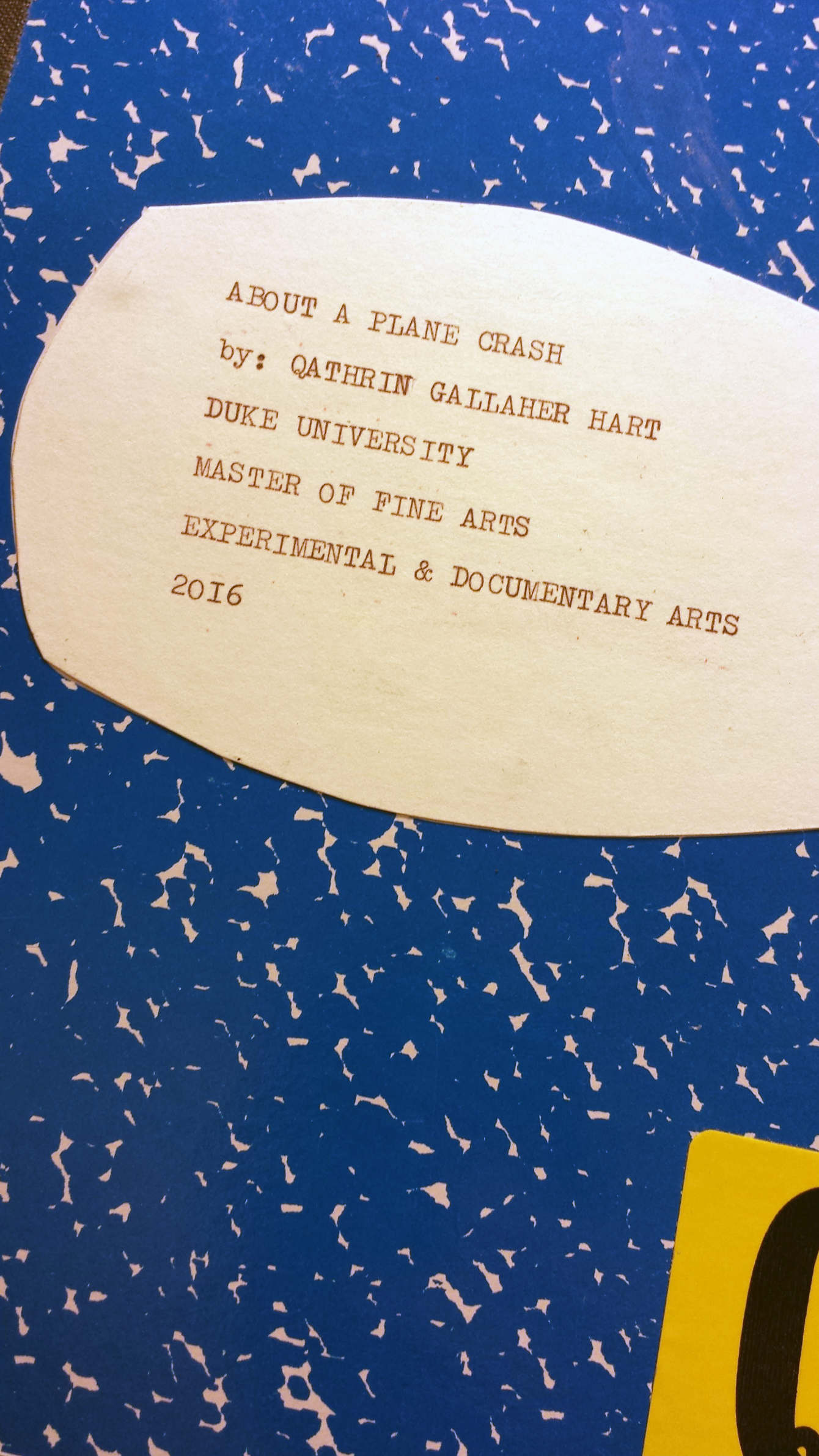 About A Plane Crash, Book - Qathi Hart