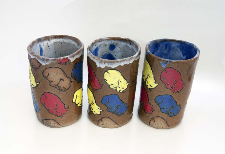 sleepy cats tumblers - Grace Stott Ceramics