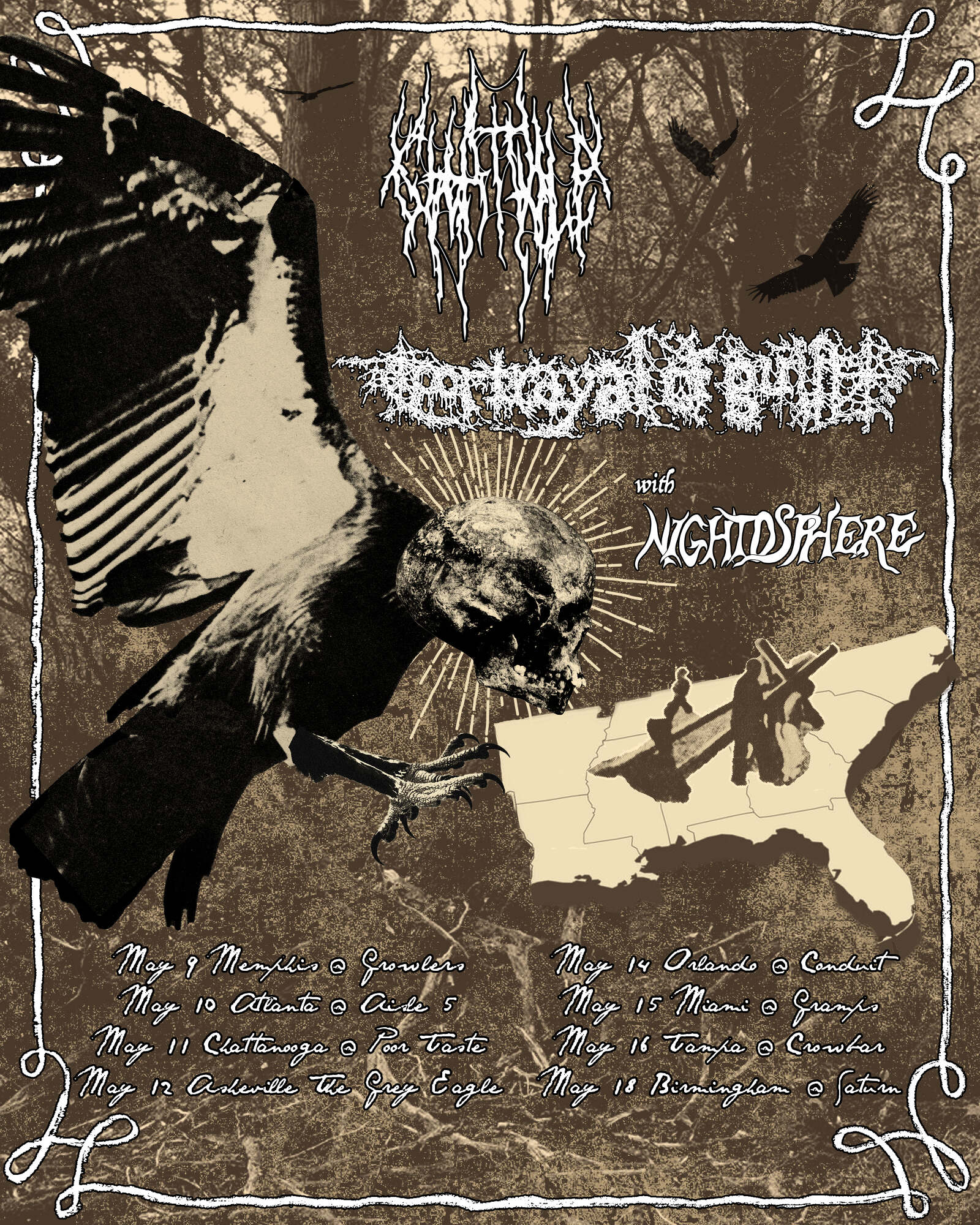 Chat Pile, Portrayal of Guilt, and Nightosphere Tour Poster - Sub Sole ...
