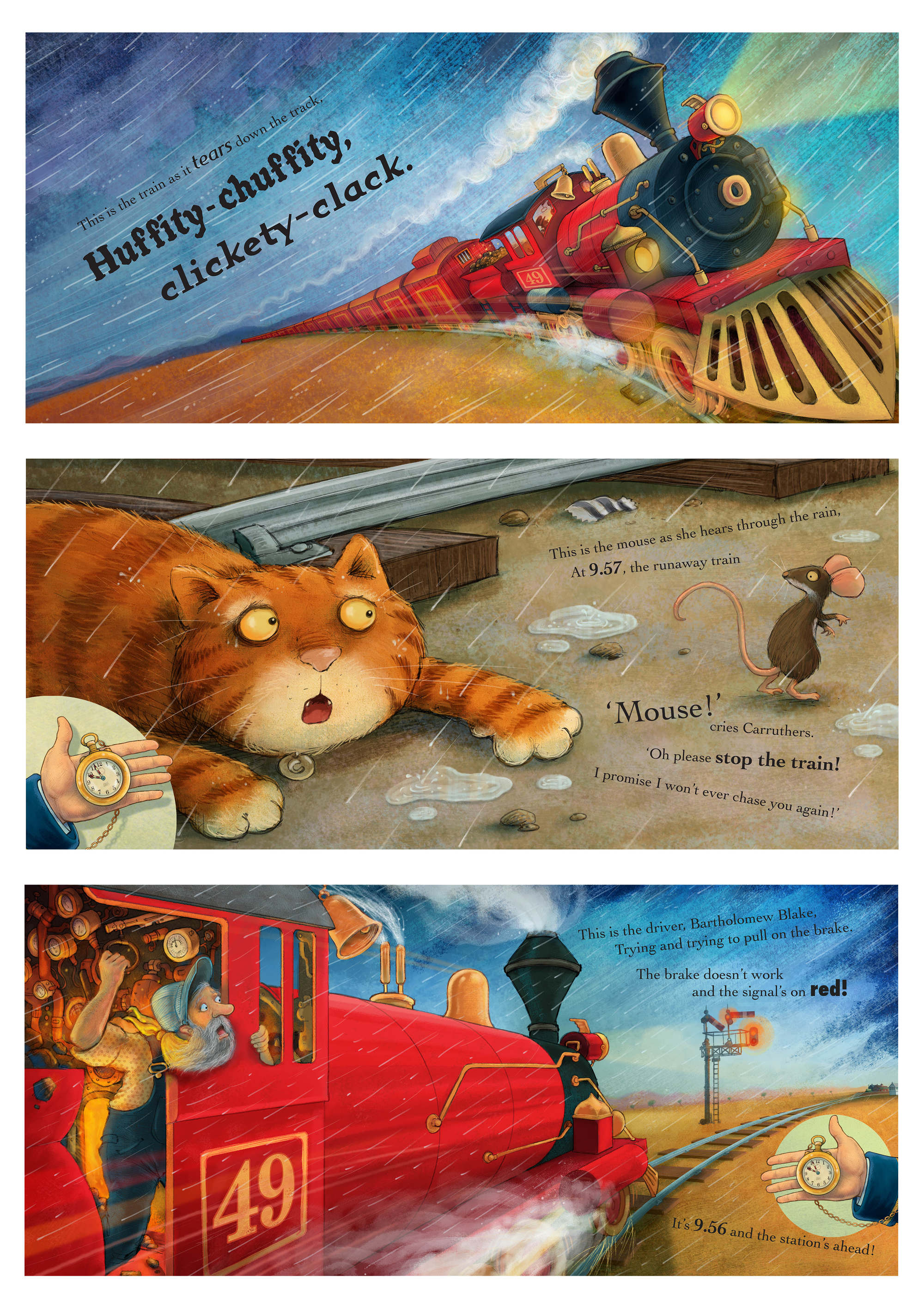 The Cat, the Mouse and the Runaway Train - Steve Cox Illustration