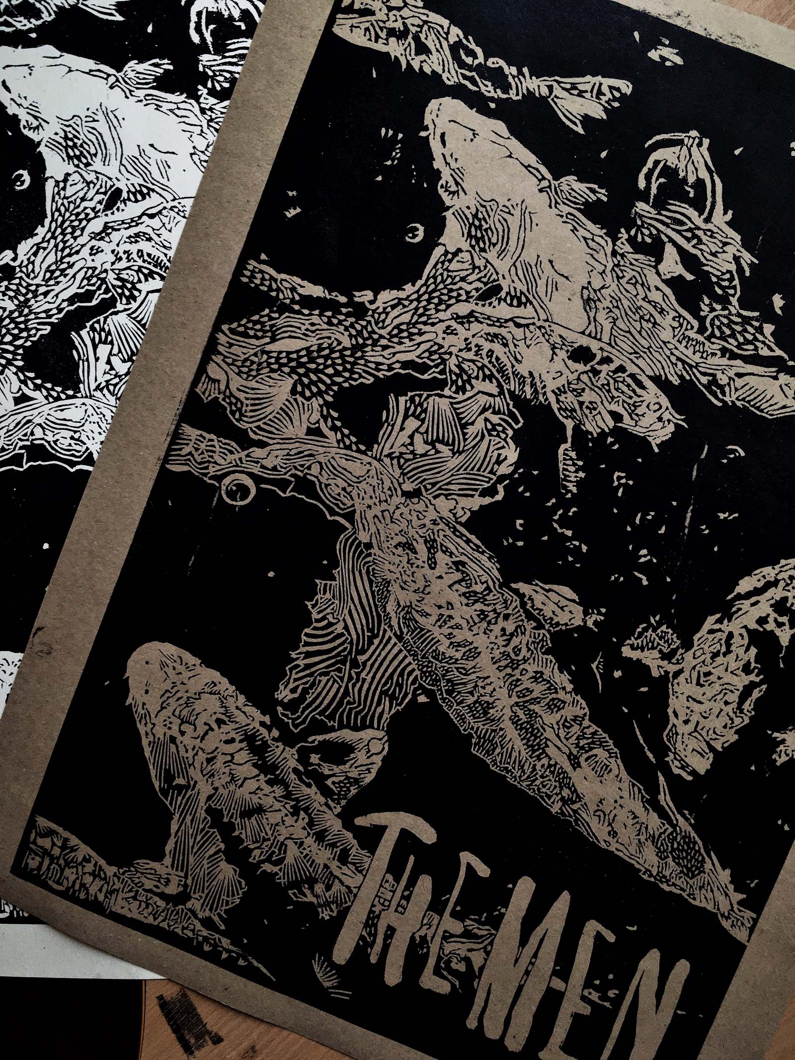 Linocut posters for The Men - Oksana Demidova