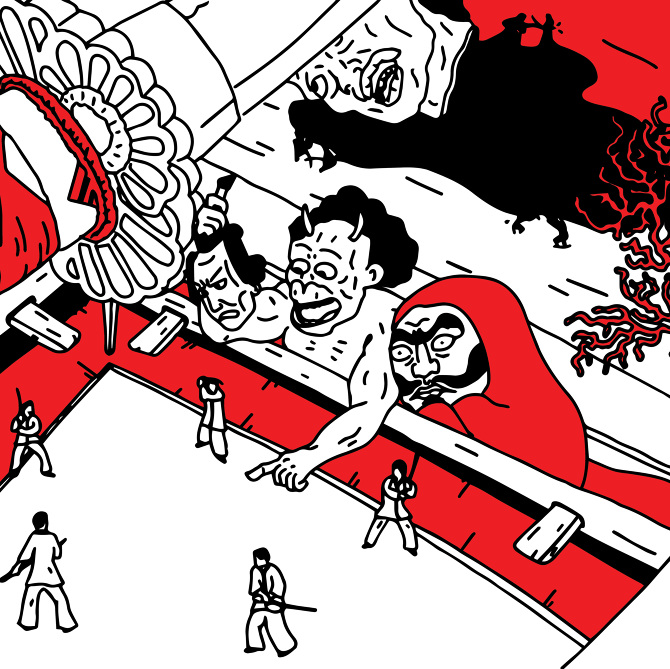 Seppuku Continuous Scroll Drawing - Work of Will Wharton