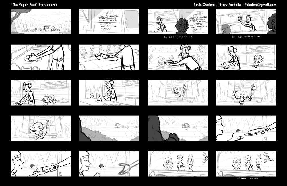 "The Vegan Foot" - personal storyboards - Pavin's Storyboard Portfolio