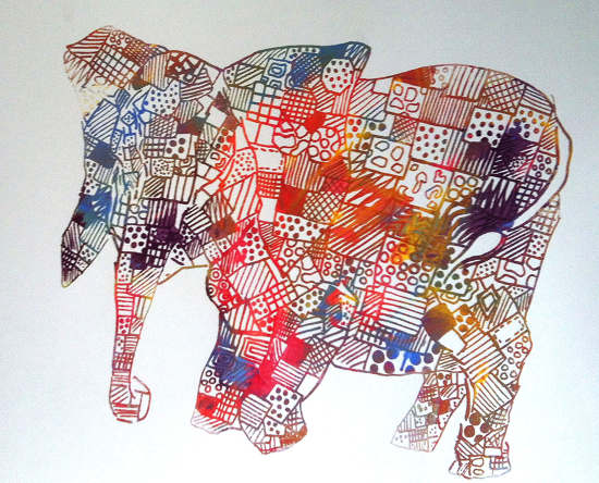 Elephant pattern screen print - Hannah Tallantyre Design