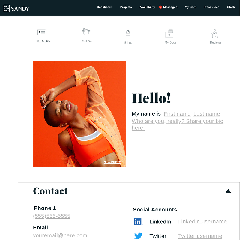 Sandy UI Design - B. ANDREINA PRADO : Design • Motion • Photo