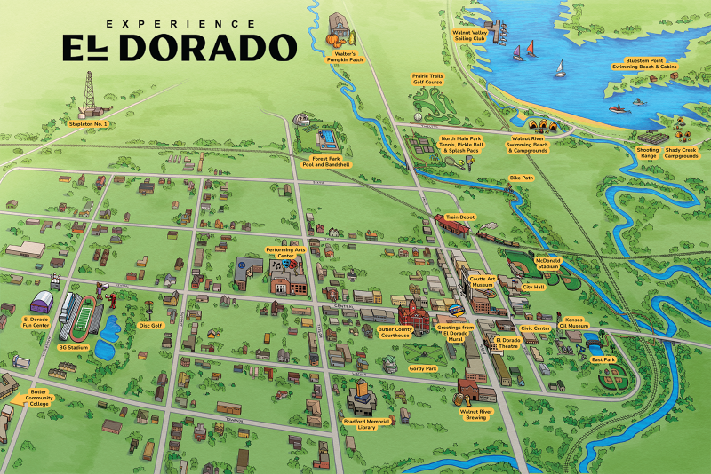 El Dorado Illustrated Map - Lindsey Kernodle Artwork
