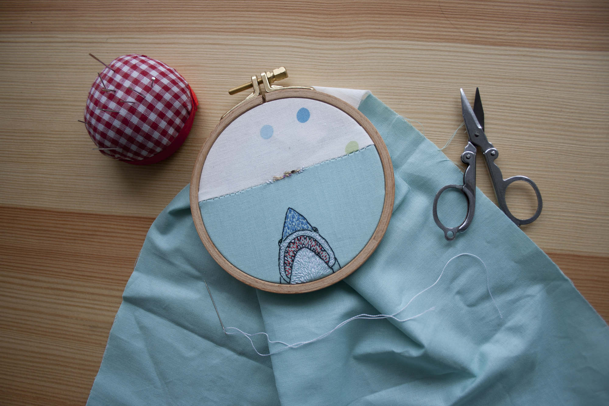 Jaws..Embroidery work inspired by the movie - exehandmade