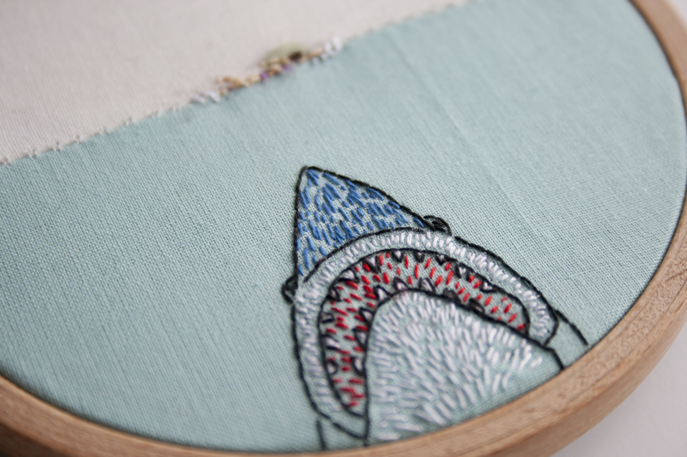 Jaws..Embroidery work inspired by the movie - exehandmade