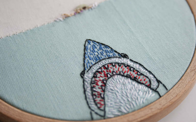 Jaws..Embroidery work inspired by the movie - exehandmade