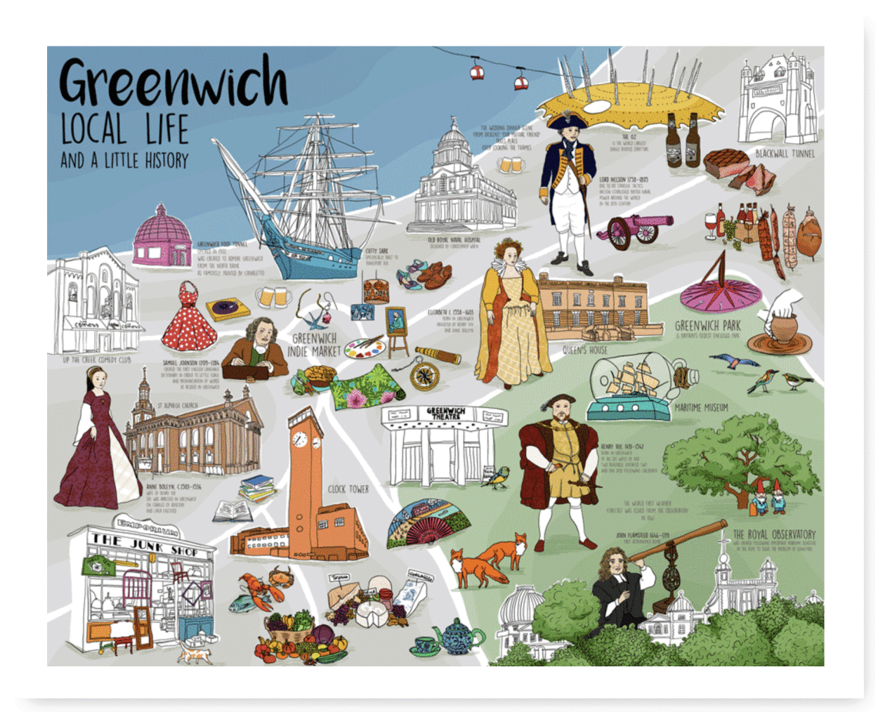 Greenwich, London - Mapping Out History - Claire Rollet illustrator