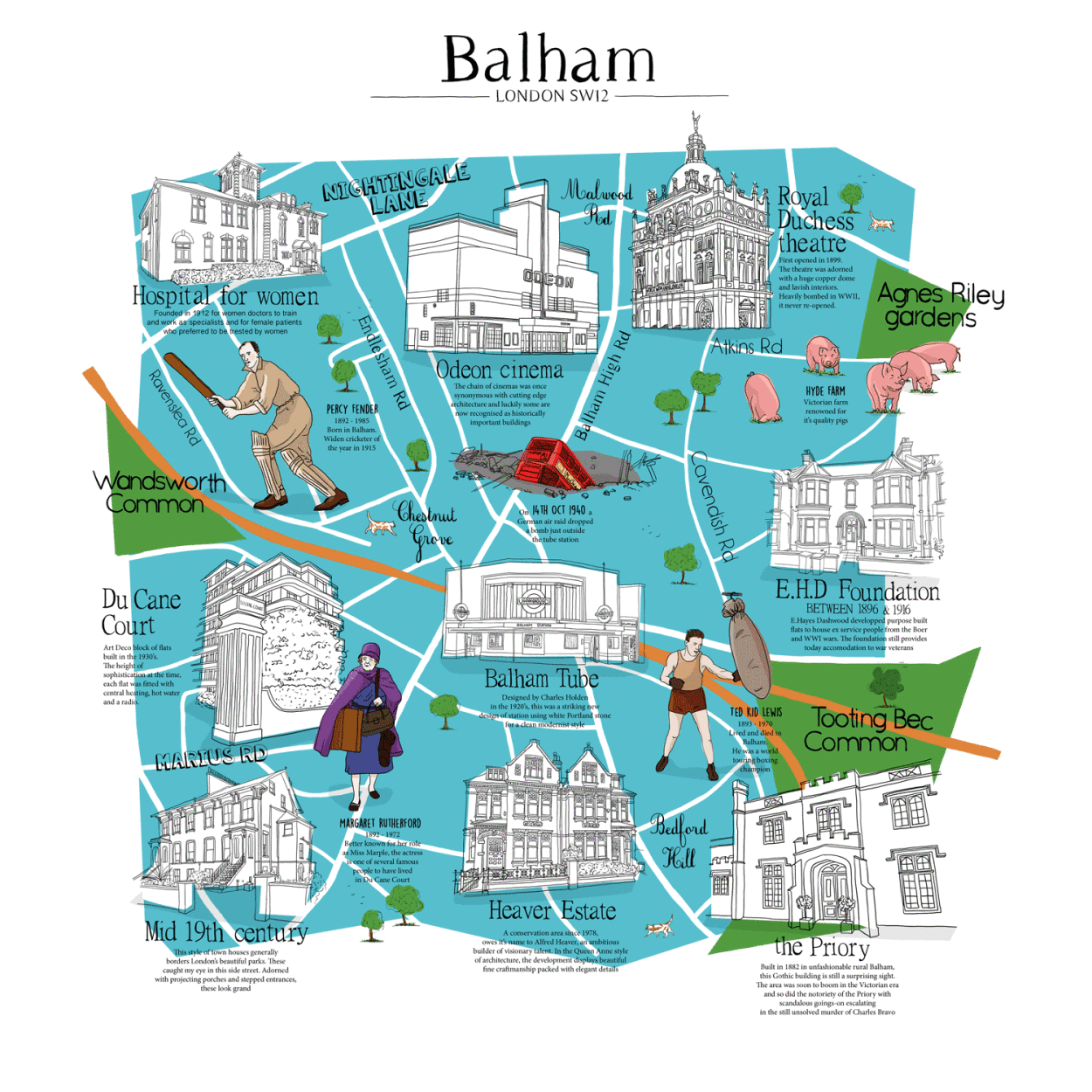Balham SW12, Mapping out history - Claire Rollet illustrator
