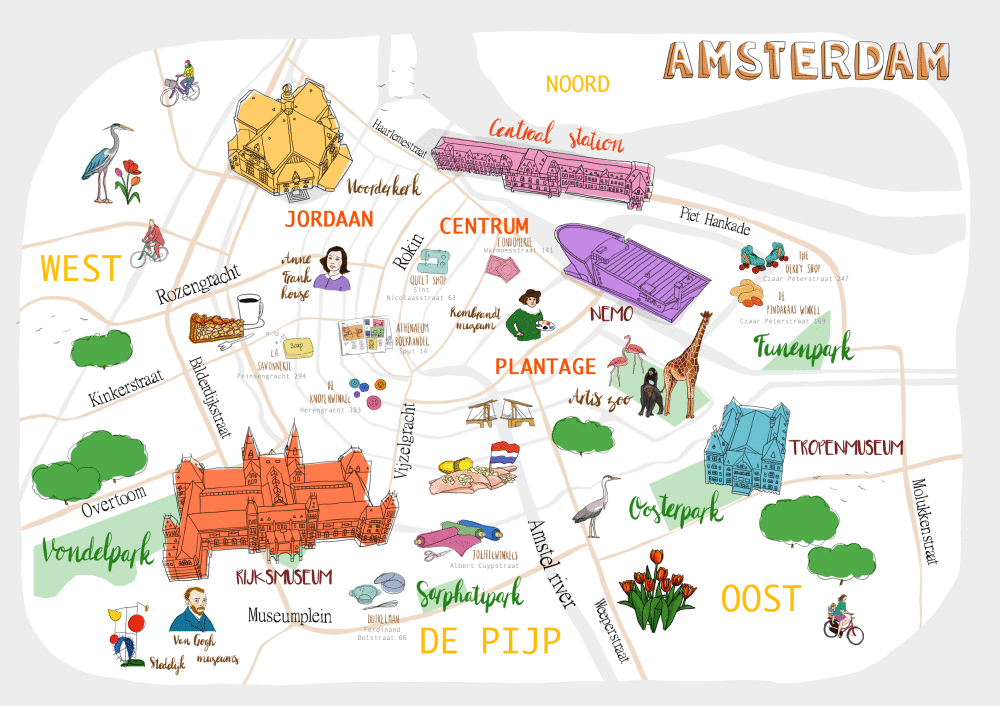 Map of Amsterdam - Claire Rollet illustrator