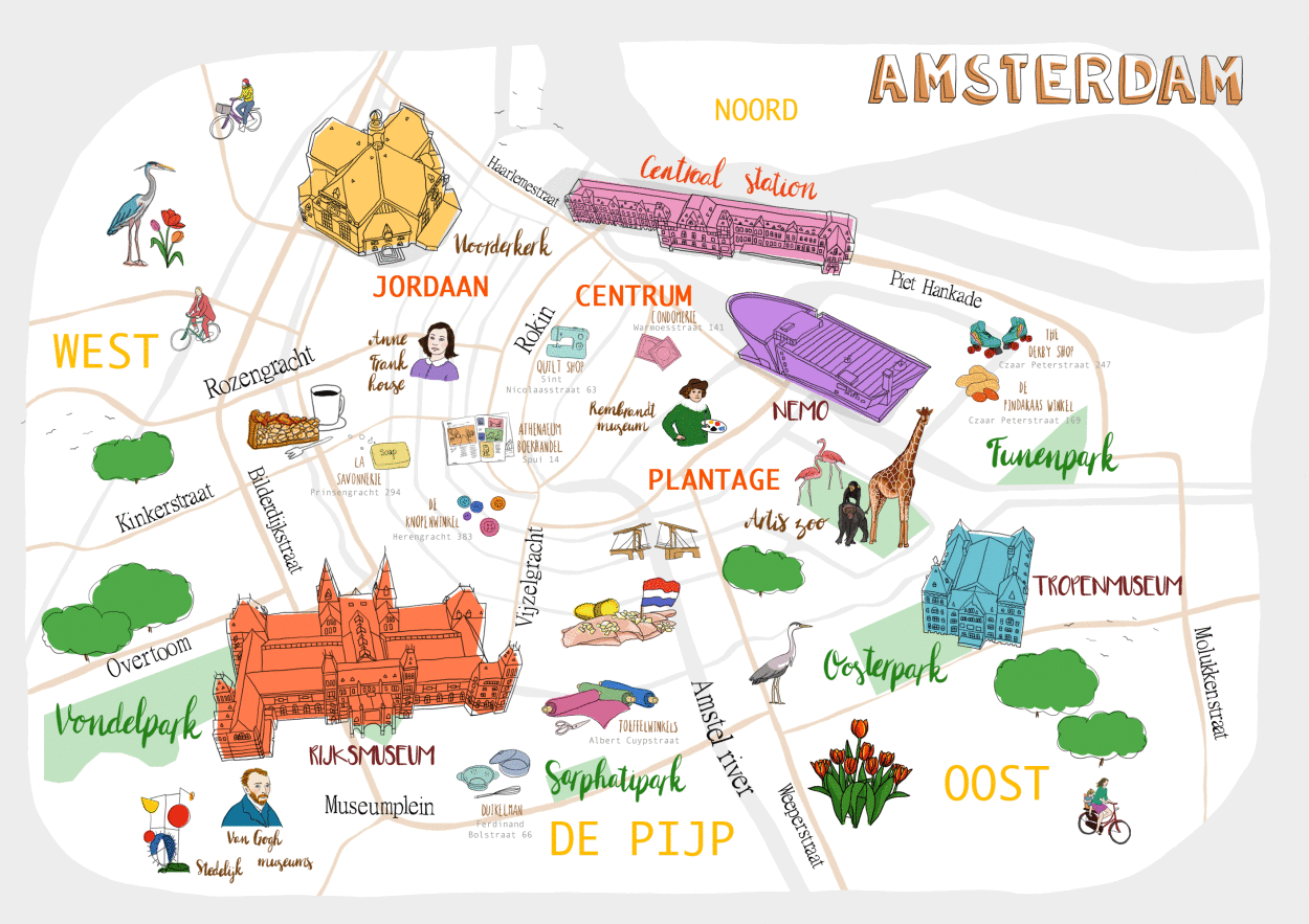 Map of Amsterdam - Claire Rollet illustrator