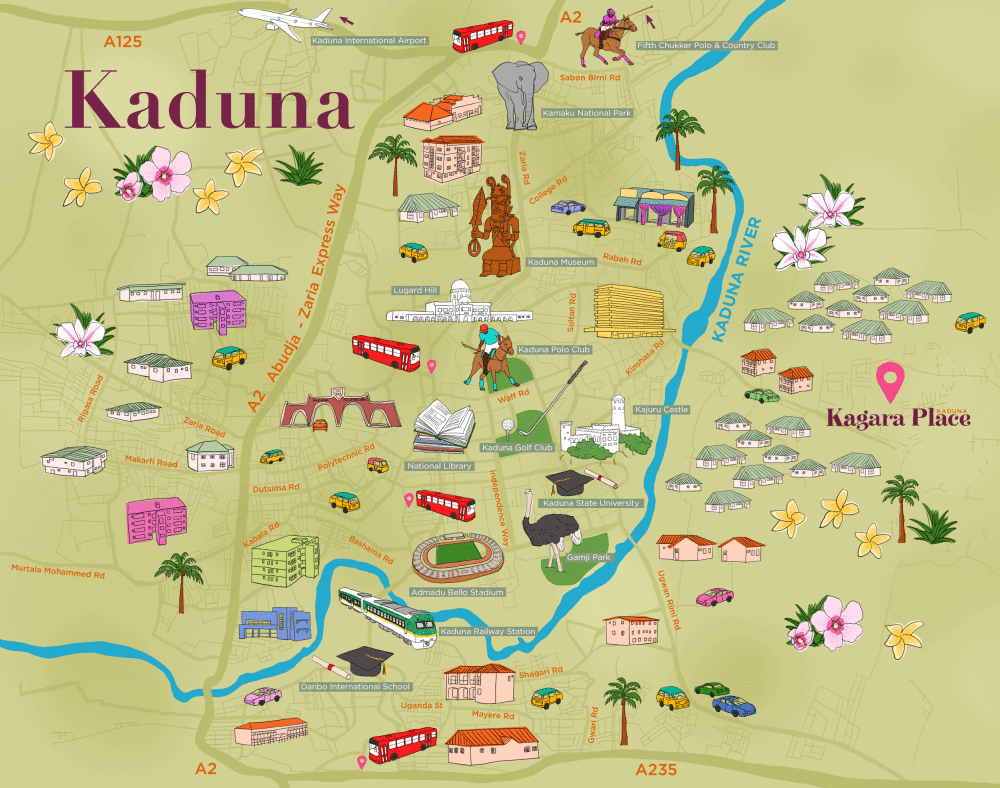 Map of Kaduna, Nigeria - Claire Rollet illustrator